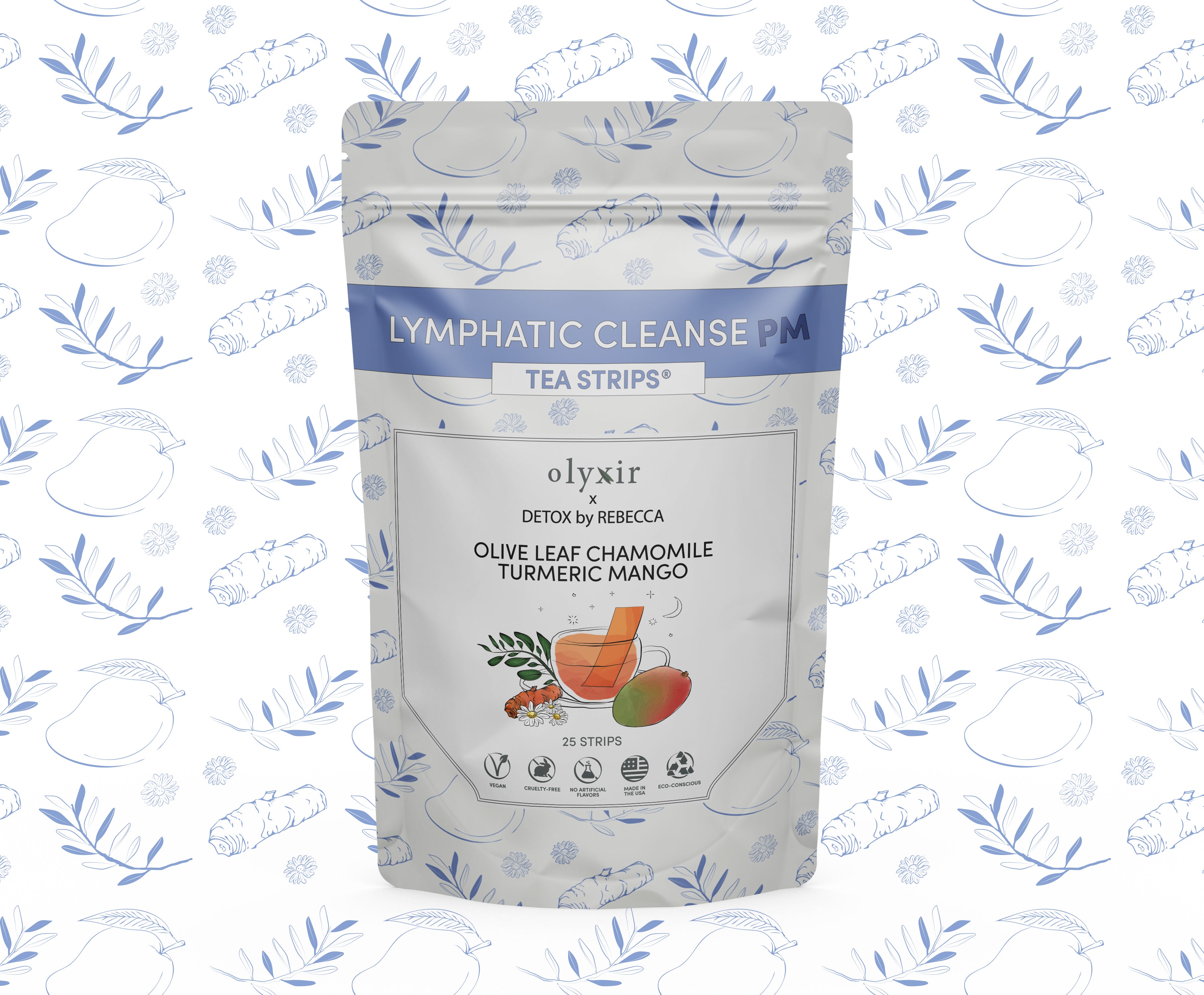 Lymphatic Cleanse PM | Olive Leaf Chamomile Turmeric Mango | 25 Servin ...